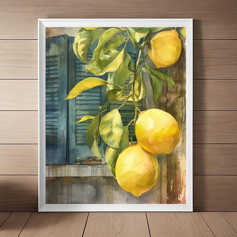 Italian Lemons Watercolor Print Italy Lemon Kitchen Art Lemon Tree Wall ...