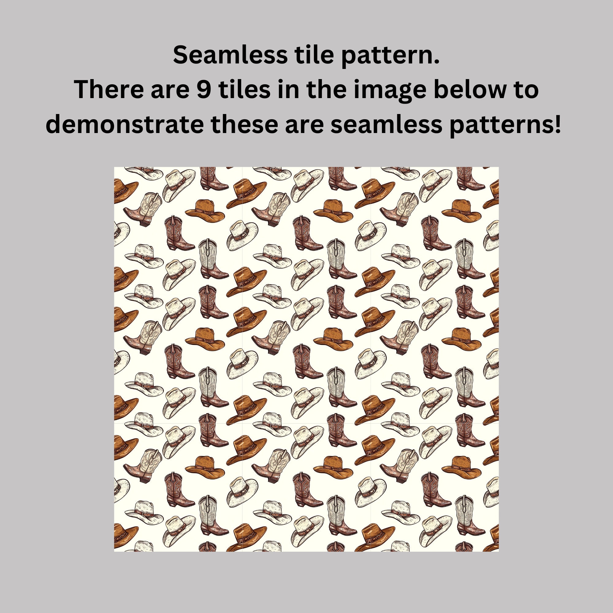 Cowboy Boots and Hats Digital Paper: Western Seamless Pattern (digital ...