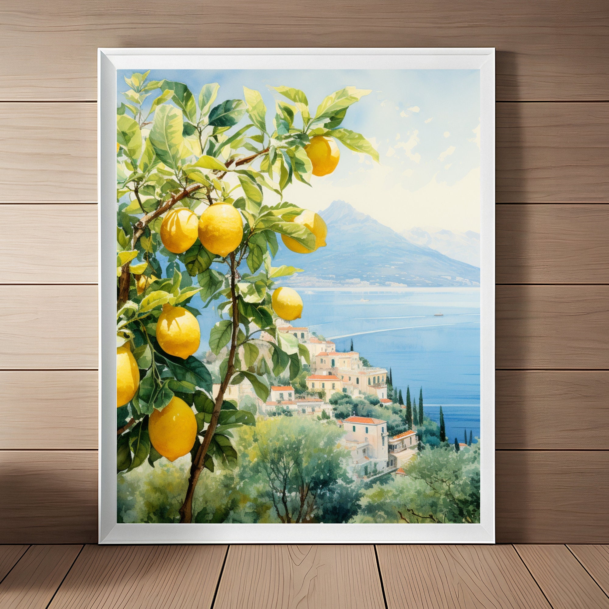 Amalfi Coast Lemon Tree Print Watercolor Italian Lemons Kitchen Art ...