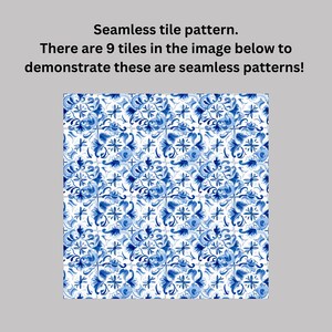 Italian Tile Digital Paper Blue White Mediterranean Seamless Tiles ...