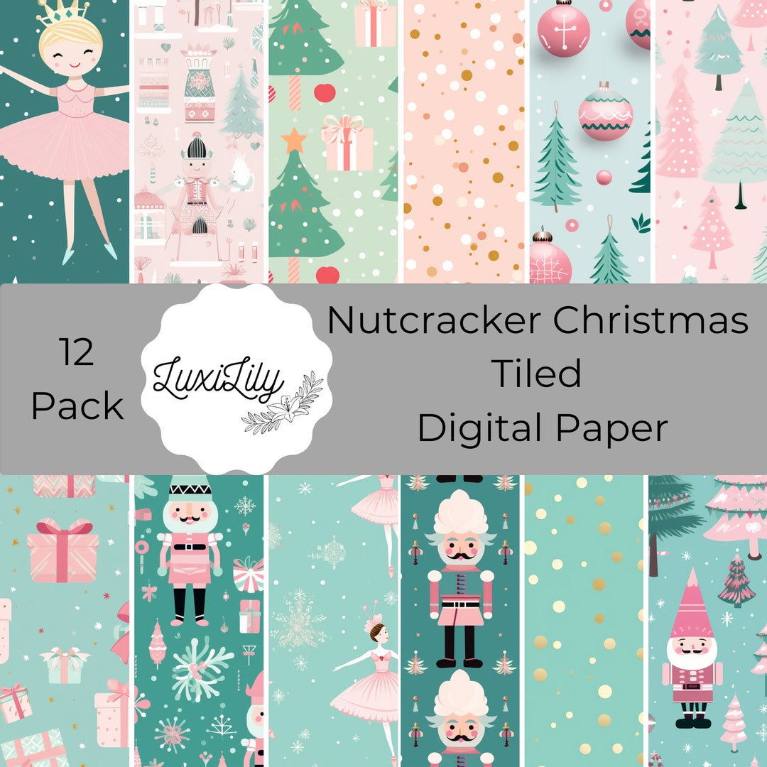 Nutcracker Christmas Digital Paper: Pastel Xmas Patterns (digital ...