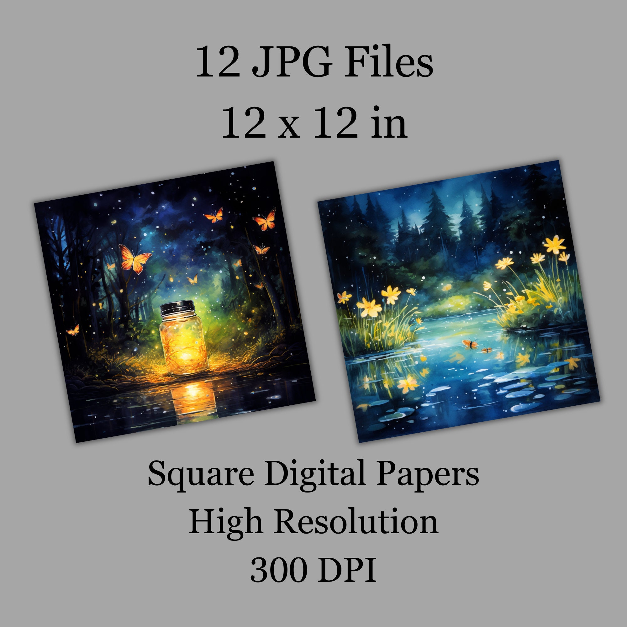 Fireflies Digital Paper Pack Firefly Scrapbooking Paper Junk Journal ...