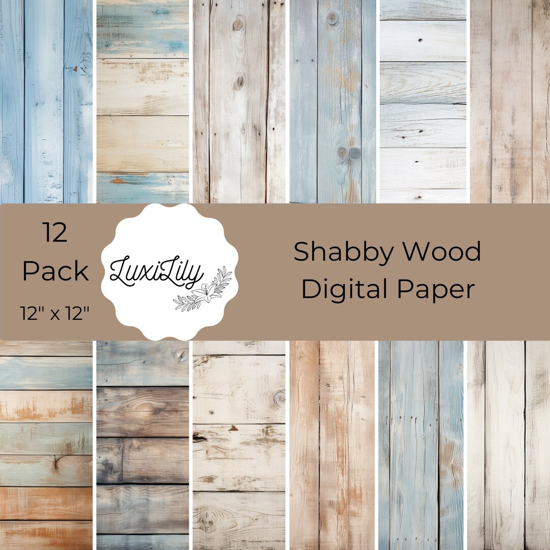 Shabby Wood Background Digital Papers, Rustic Wood Digital Distressed ...