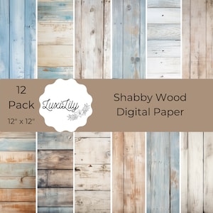Shabby Wood Background Digital Papers, Rustic Wood Digital Distressed ...