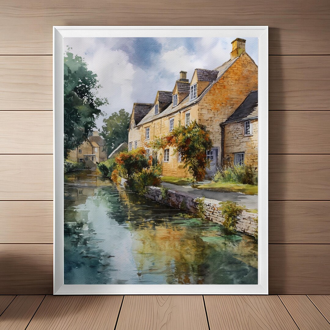 Cotswolds Art, Gloucestershire Watercolor Painting, England Print ...