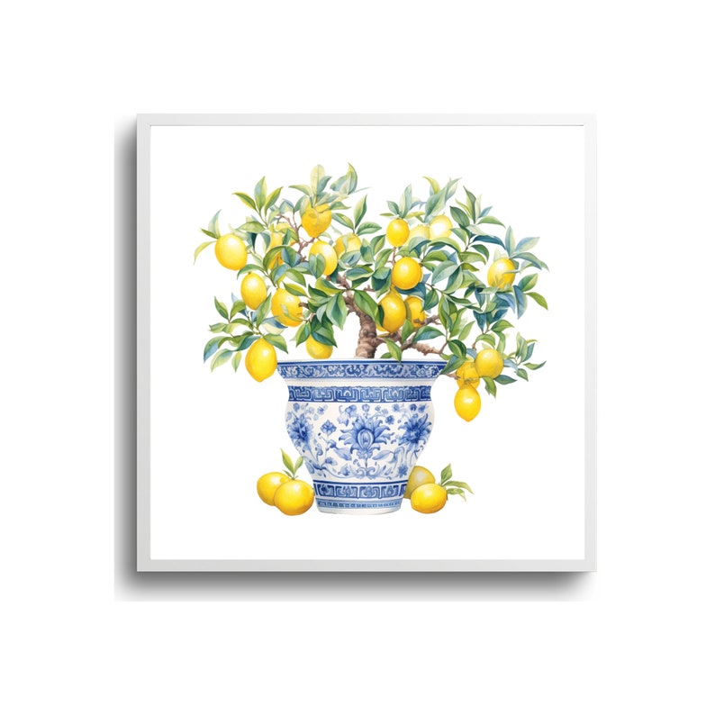 Sicilian Lemon Tree Print Watercolor Italian Lemons Kitchen Art Lemon ...
