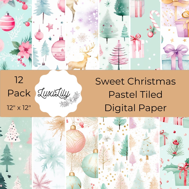 Christmas Digital Paper - Etsy