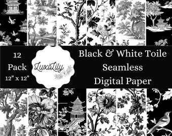 Toile Digital Paper, Toile De Jouy Digital Paper, Blue and White ...