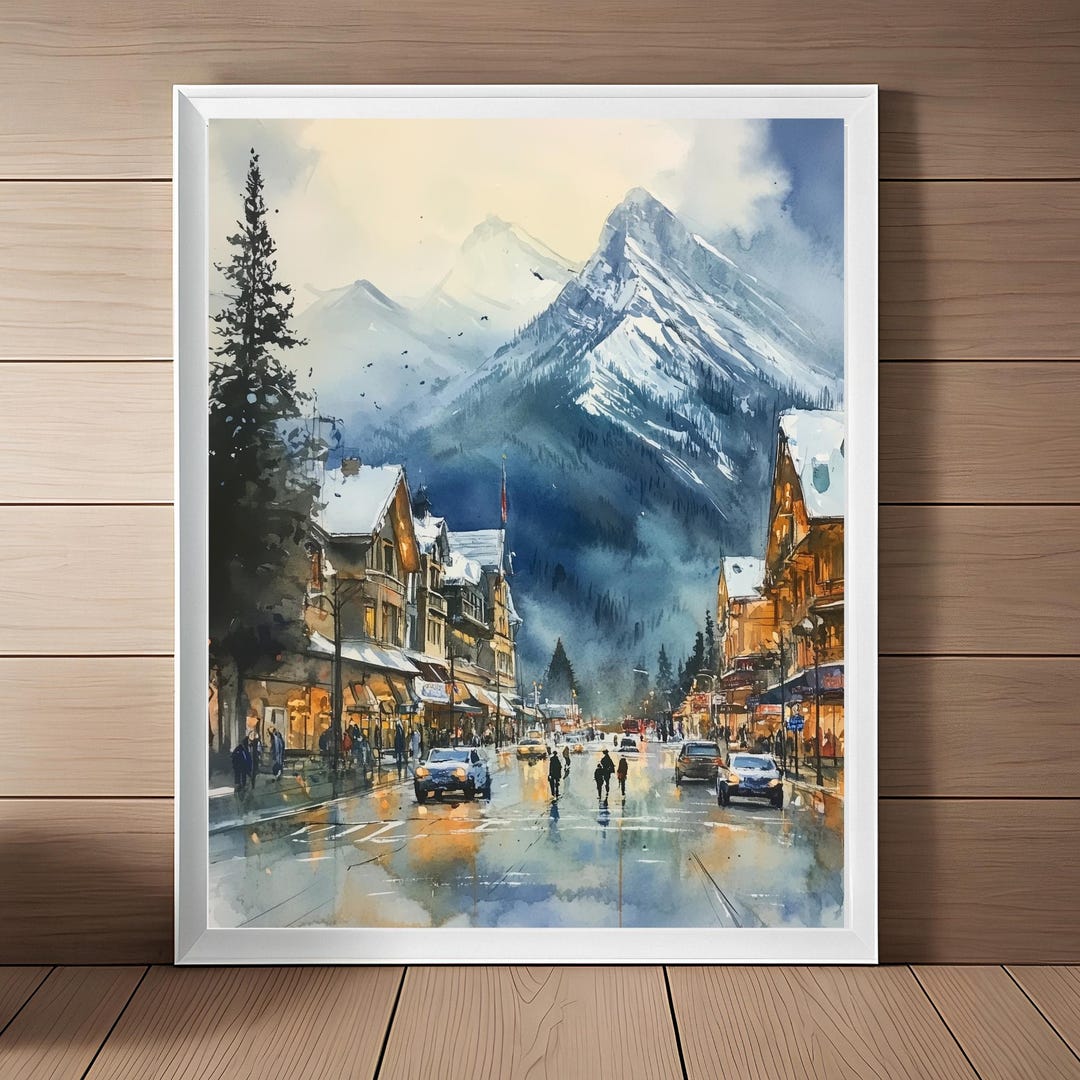Banff Painting, Canada Art Print, Canadian Rockies Artwork, Landscape ...