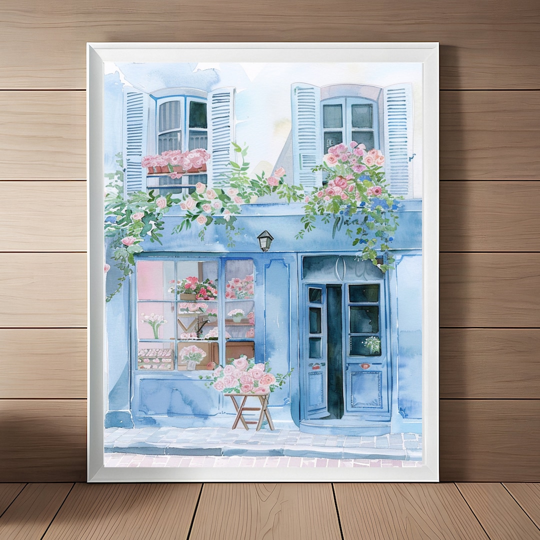 Paris Flower Shop Art Print, Watercolor Painting, Paris Artwork, France ...
