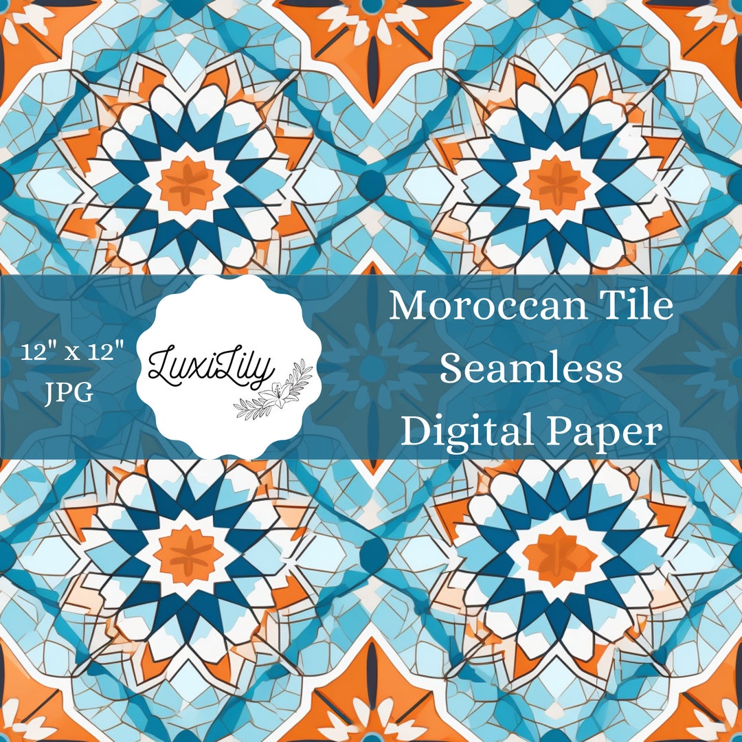 Moroccan Tile Digital Paper: Arabesque Seamless Pattern (digital ...