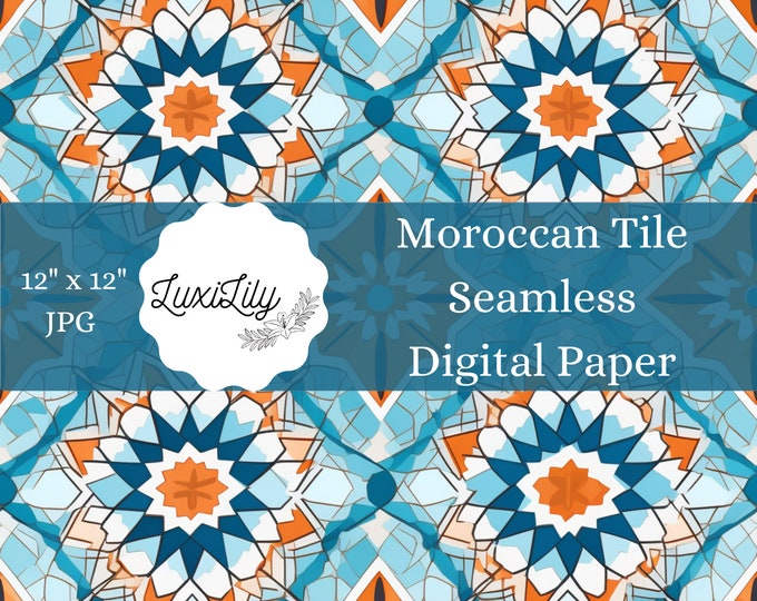 24 Moroccan Tile Digital Paper Images, Instant Download, Clip Art ...
