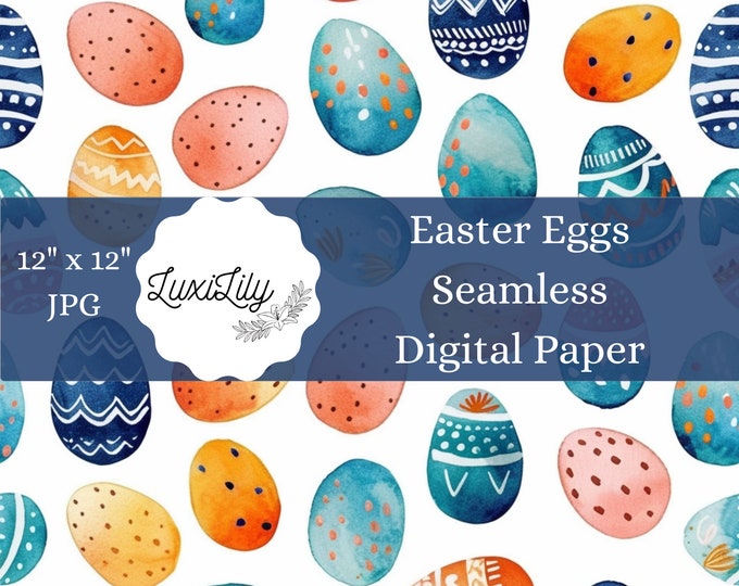 Peach Easter Egg Digital Paper, Seamless Floral Patterns (digital ...
