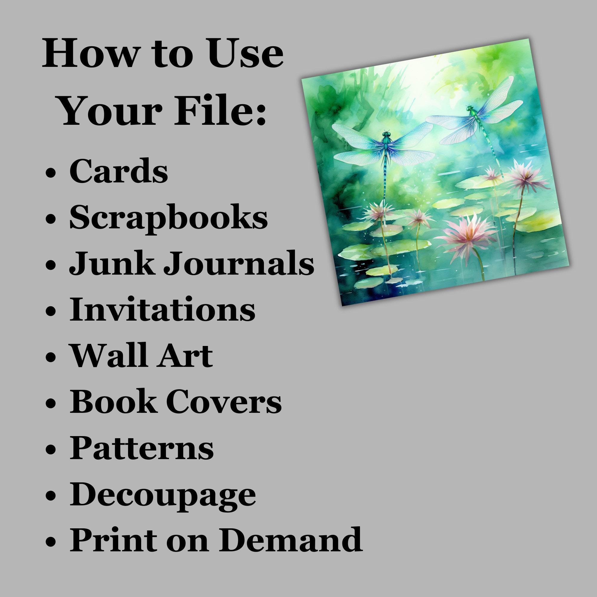 Watercolor Dragonflies Digital Paper Pond Dragonfly Scrapbooking Paper Backgrounds Instant ...