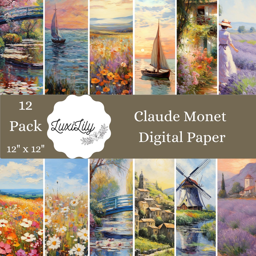 Claude Monet Digital Paper, Monet Inspired Paintings and Backgrounds ...