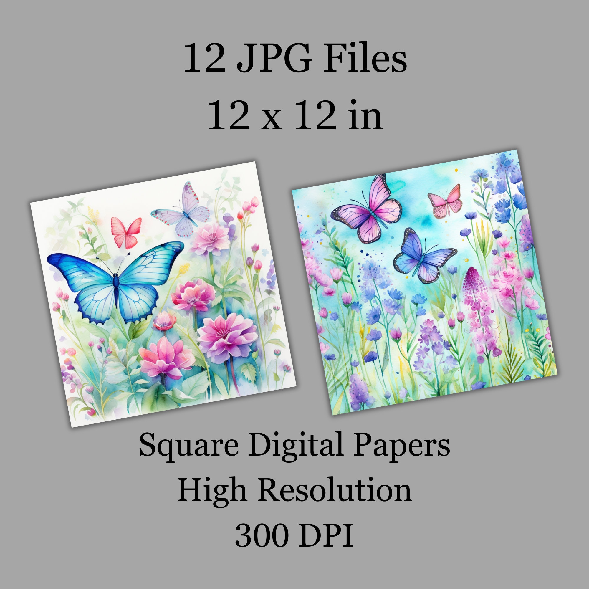Watercolor Butterfly Digital Paper Pack Butterflies Scrapbook Paper ...