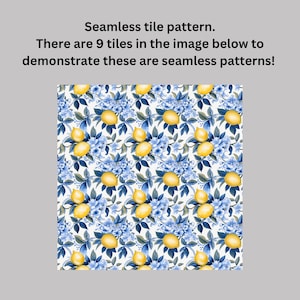 Italian Lemons Floral Digital Paper Seamless Floral Lemon Tile Pattern ...