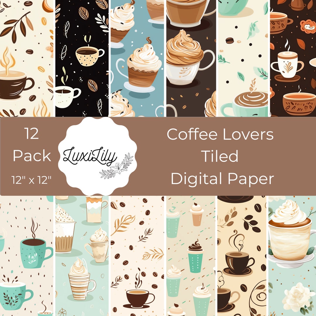 Seamless Coffee Lover Digital Paper Pack, Coffee Digital Paper ...