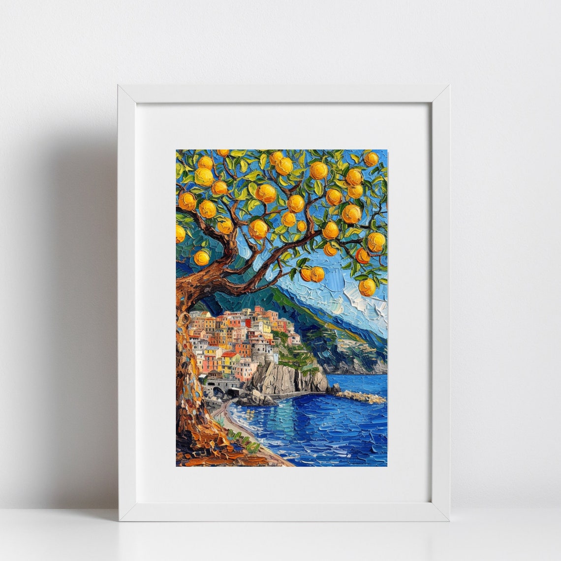 Van Gogh Inspired Amalfi Coast Lemon Tree Wall Art Van Gogh Inspired Oil Painting Italian ...