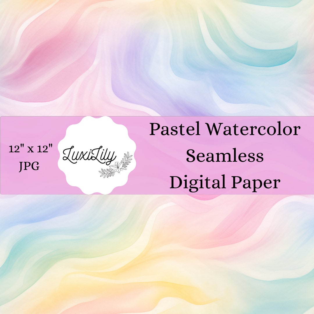 Pastel Rainbow Watercolor Digital Paper Seamless Paper Background ...