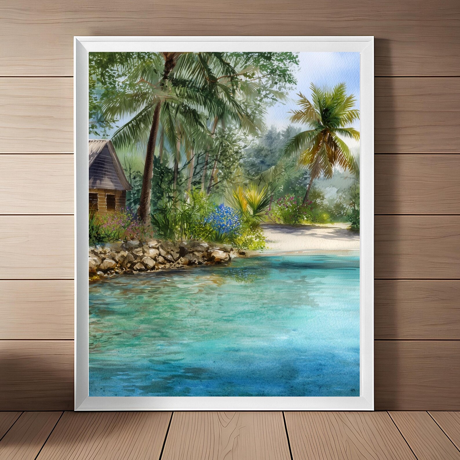 Fiji Art Print: South Pacific Island Watercolor Painting, Seaside ...