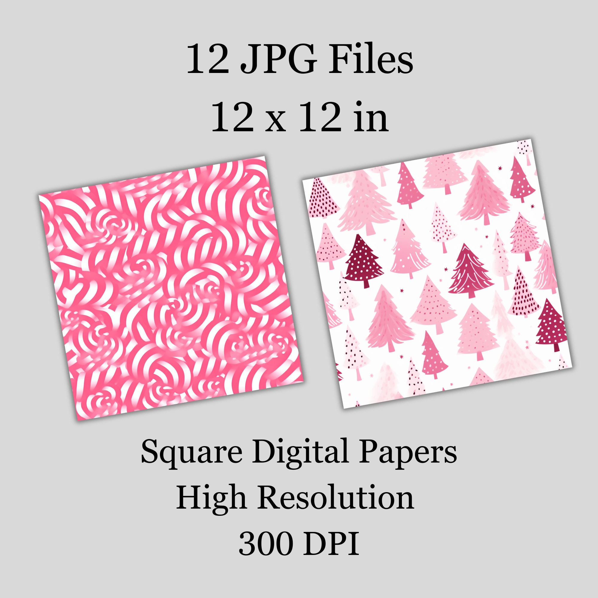 Pink Christmas Seamless Digital Paper, Pastel Christmas Ephemera ...