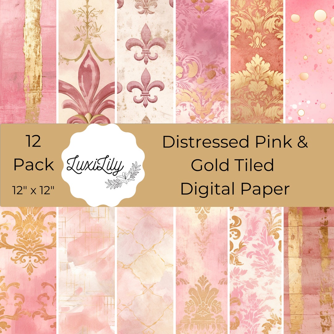 Distressed Pink Theme Digital Paper, Printable Pink Paper, Grunge ...