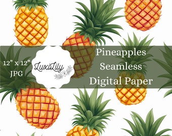 Pineapple Pattern Digital Paper - Etsy