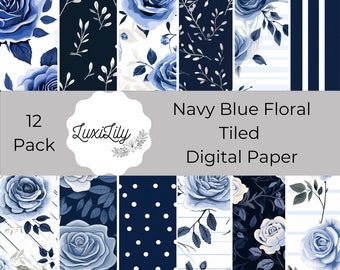 Navy Digital Paper Blue Digital Paper Navy Digital Pattern - Etsy