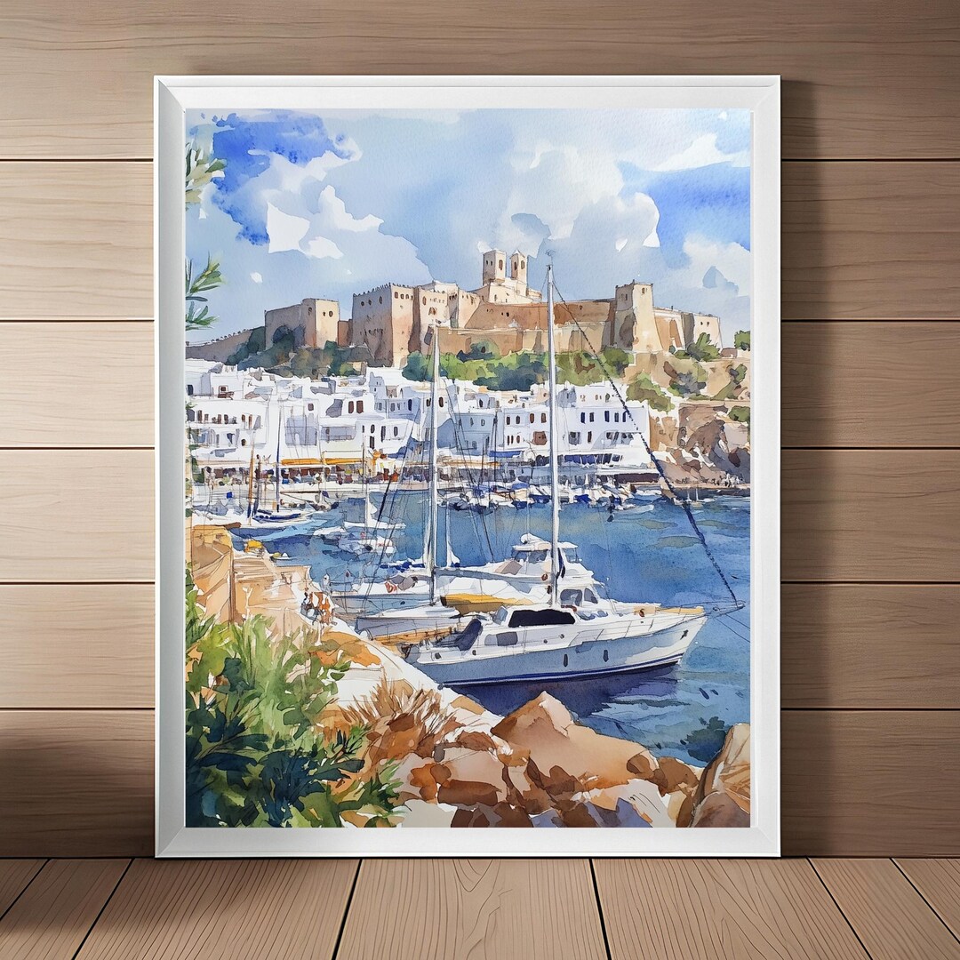Ibiza Spain Art, Mediterranean Island Print, Spanish Travel Poster ...