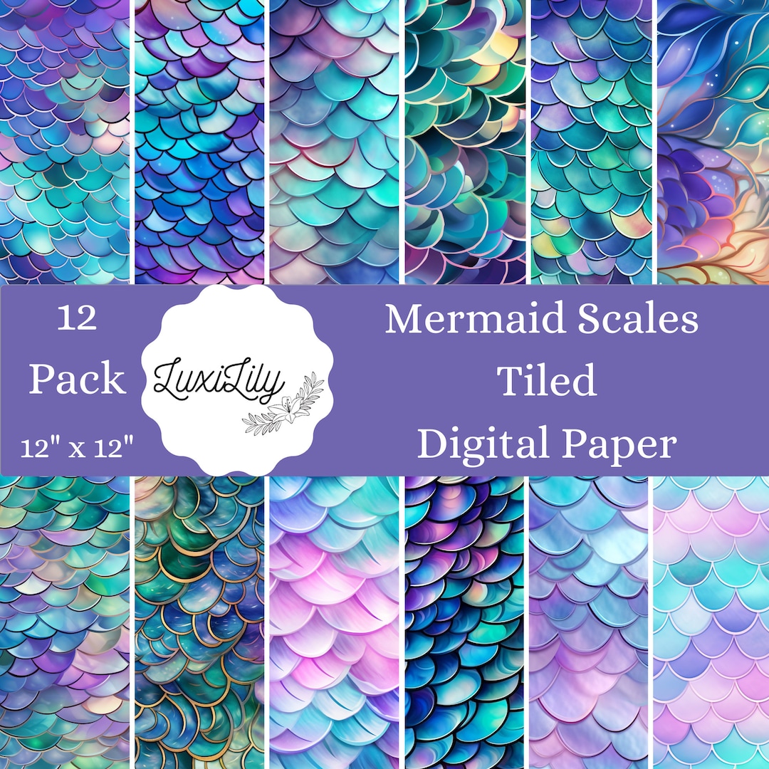 Mermaid Scales Digital Paper, Seamless Pattern, Girl Pink Background ...