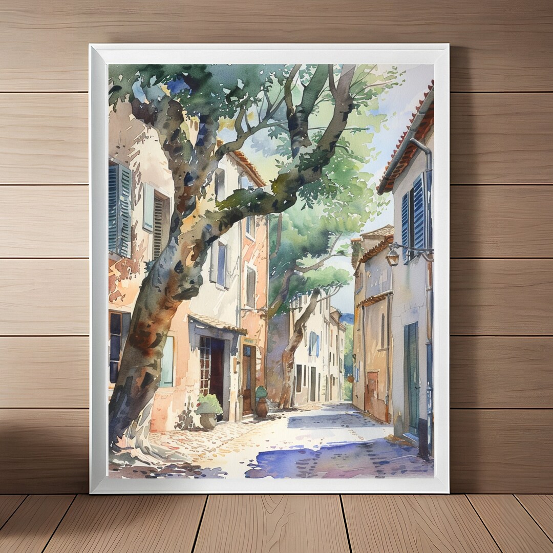 Aix-en-provence Painting, France Streetscape Watercolor Art Print ...