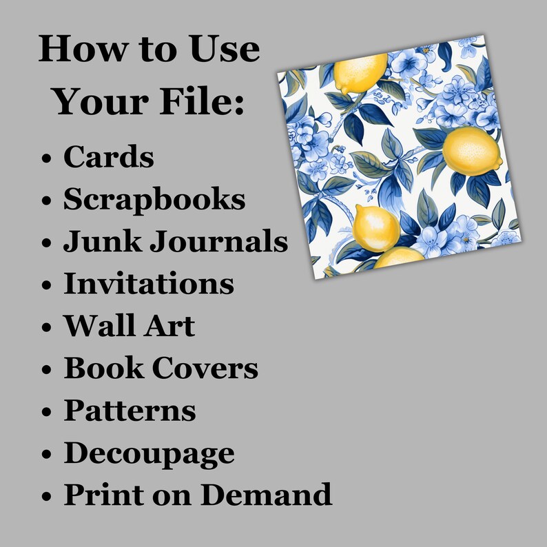 Italian Lemons Floral Digital Paper Seamless Floral Lemon Tile Pattern ...