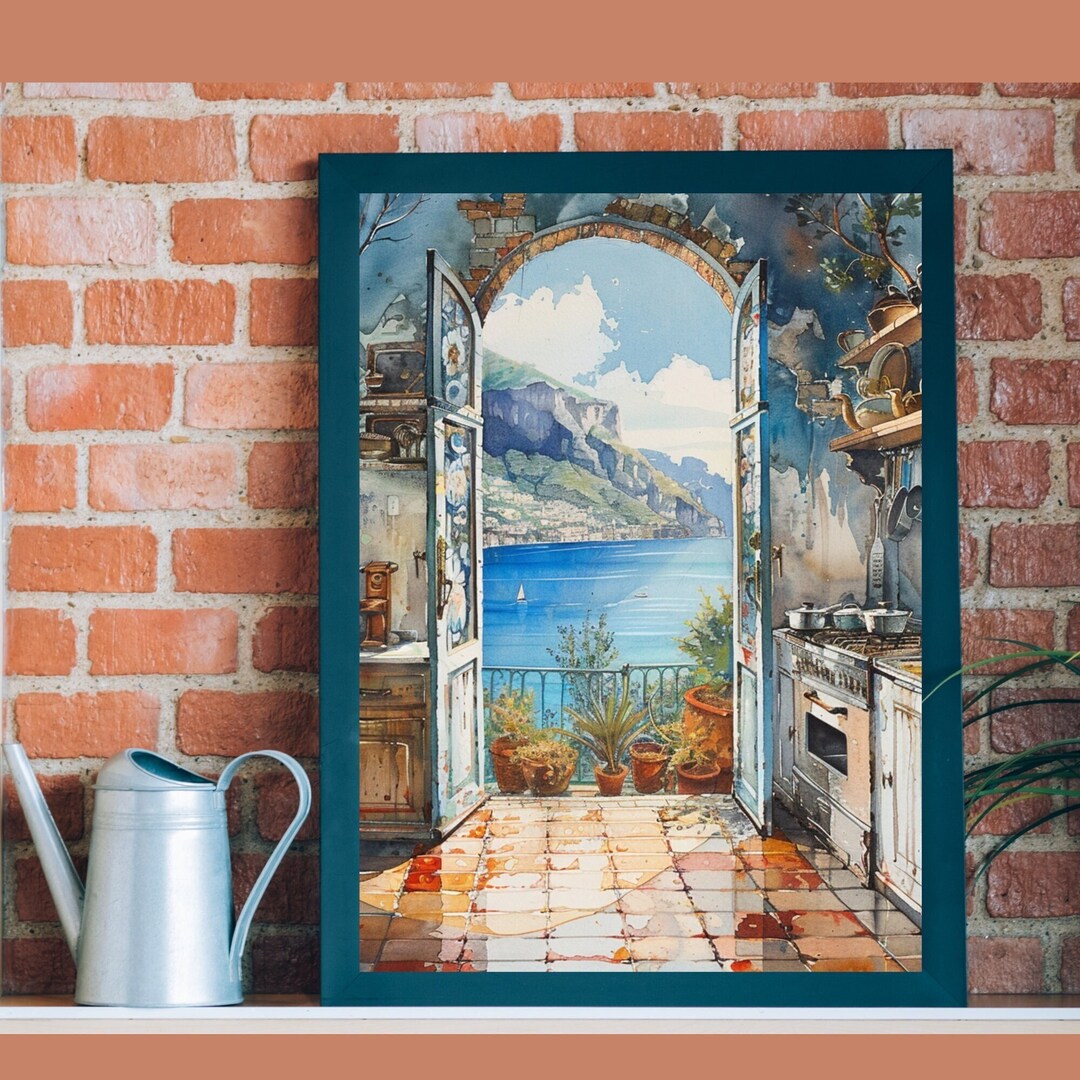 Capri Painting Italian Kitchen Art, Vintage Italy Wall Art Print ...