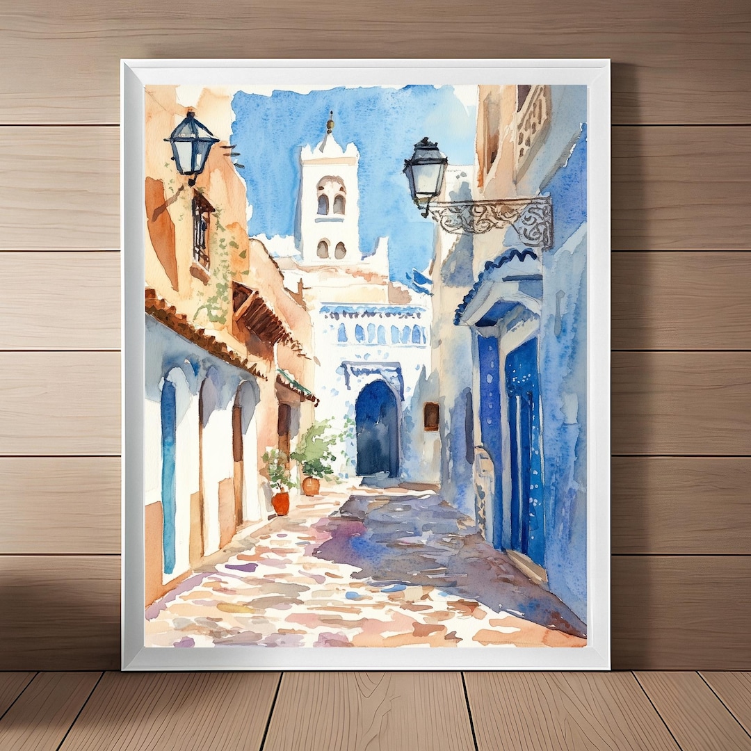 Marrakesh Art Print, Morocco Watercolor Painting, Medina, European Wall ...