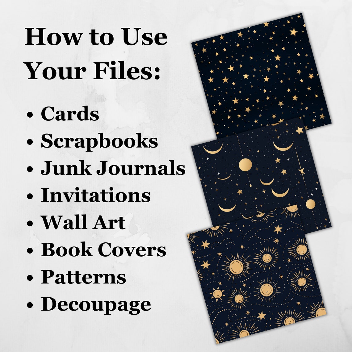 Celestial Starry Night Digital Paper Pack, Seamless Navy Textures and ...