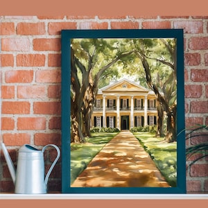 Oak Alley Plantation Art: Louisiana Watercolor Print (digital Download ...