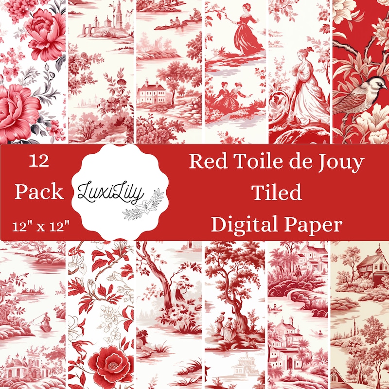 Red Toile Wallpaper - Etsy