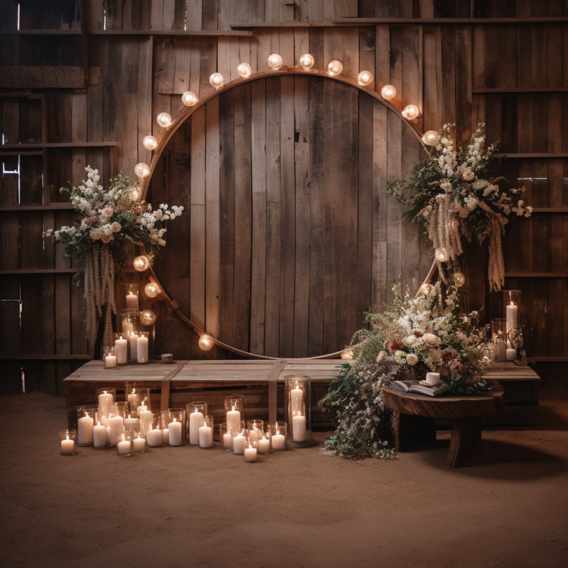 Boho Barn Digital Backdrop: Rustic Photography Overlays (12x12 PNG Set ...