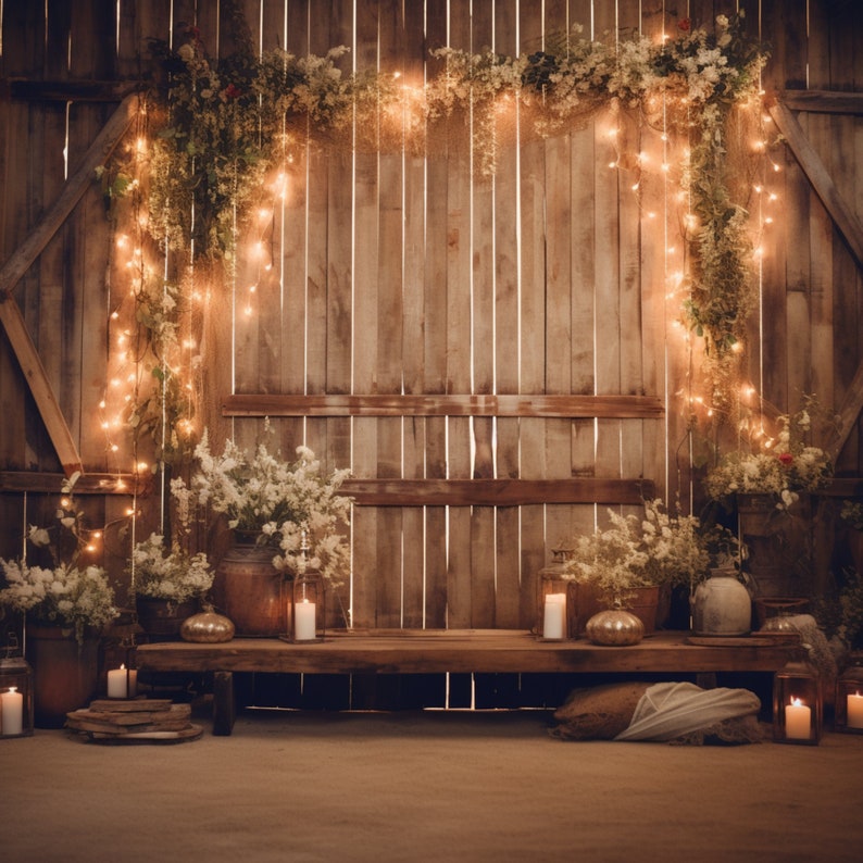 Boho Barn Digital Backdrop: Rustic Photography Overlays (12x12 PNG Set ...
