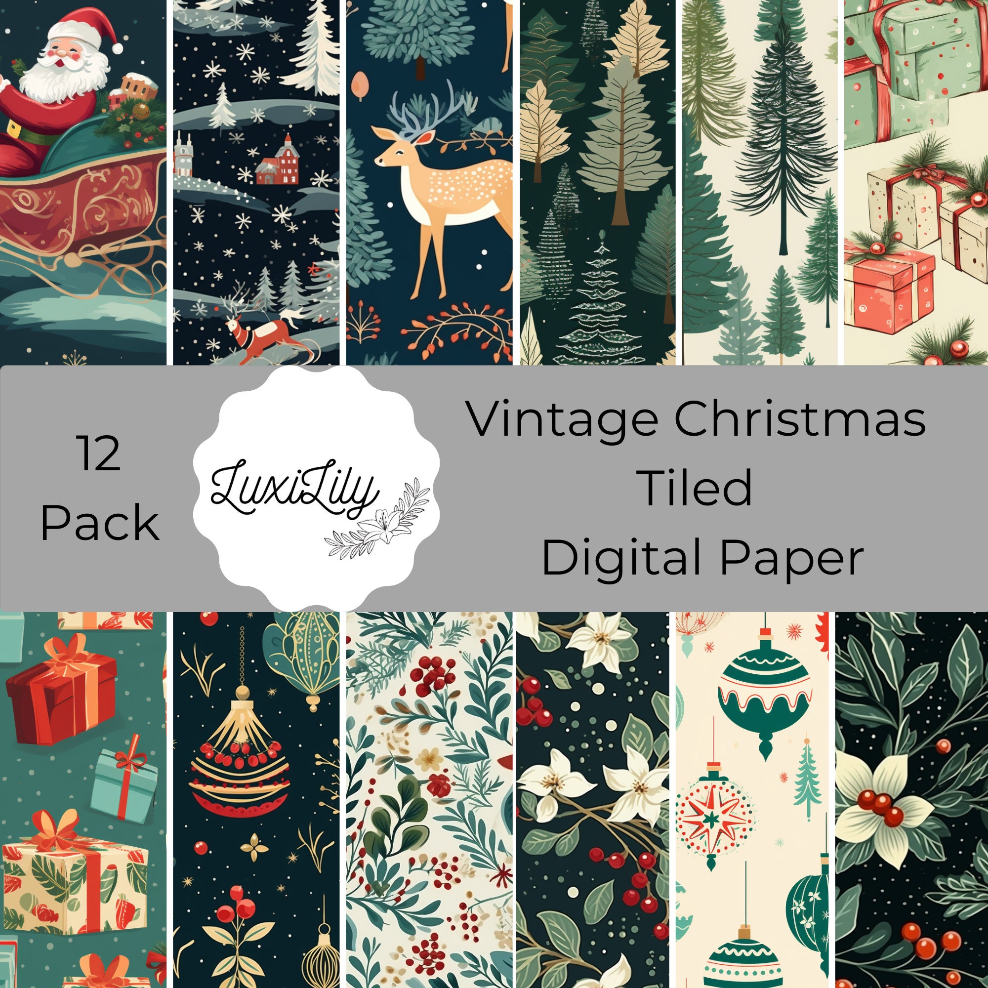 Vintage Christmas Digital Paper Pack Digital Scrapbooking - Etsy