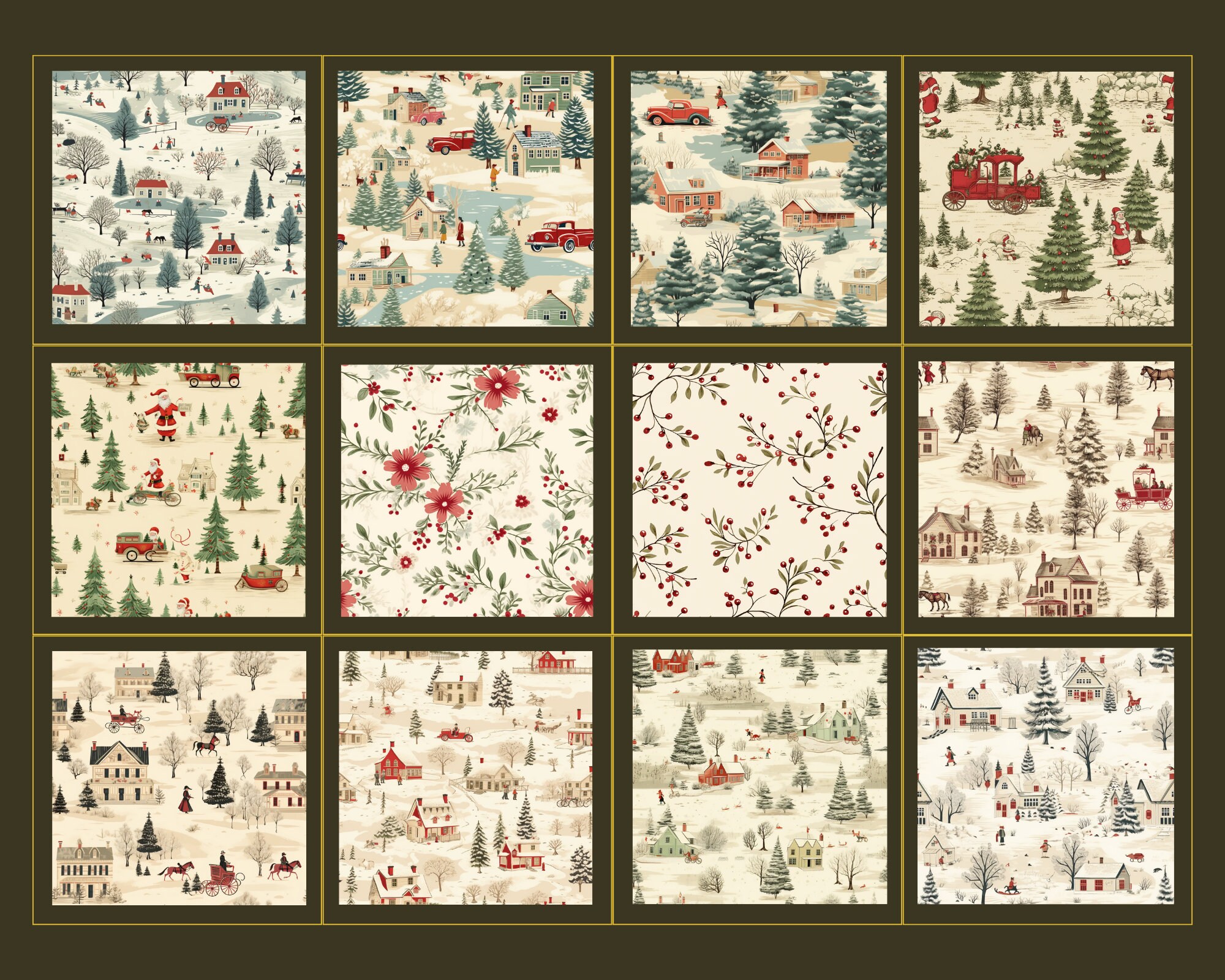 Seamless Vintage Christmas Digital Paper Pack Christmas - Etsy