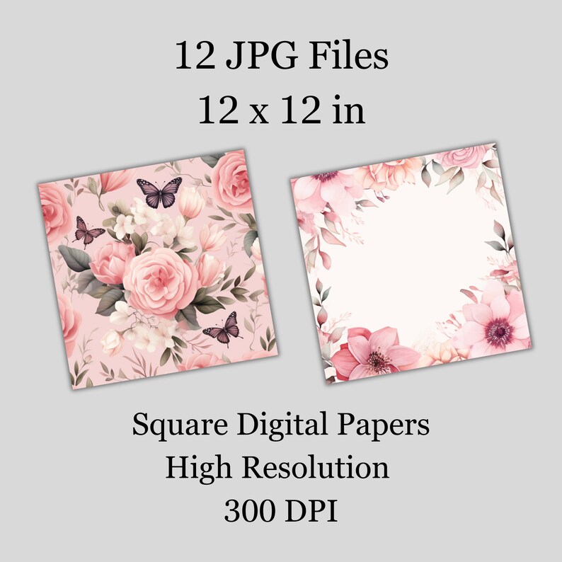 Blush Floral Watercolor Digital Paper: Spring Wedding Scrapbook ...