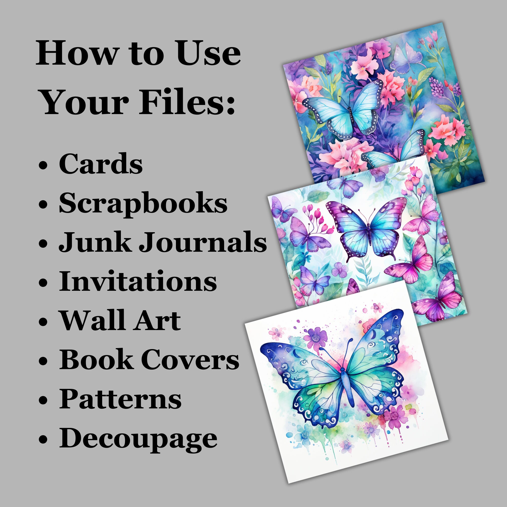 Watercolor Butterfly Digital Paper Pack Butterflies Scrapbook Paper ...