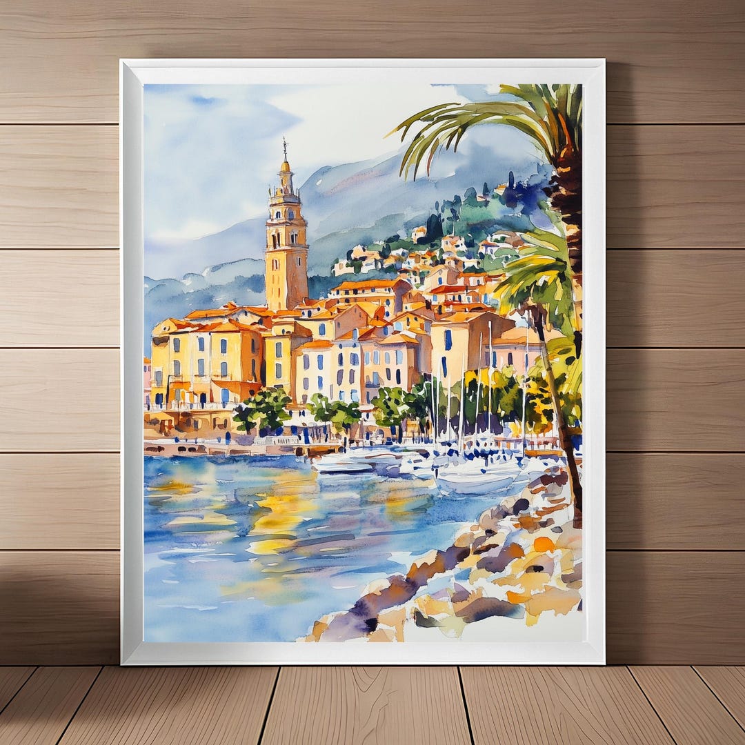 Menton Art, France Poster, French Wall Art, Menton Travel Poster, Côte ...
