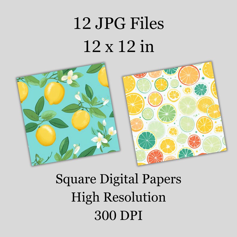 Italian Citrus Digital Paper: Seamless Fruit Patterns (digital Download ...