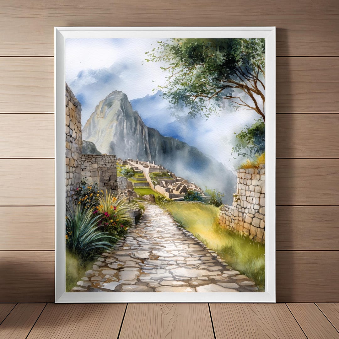 Machu Picchu Peru Watercolor Art Print: Incan Ruins Travel Poster ...