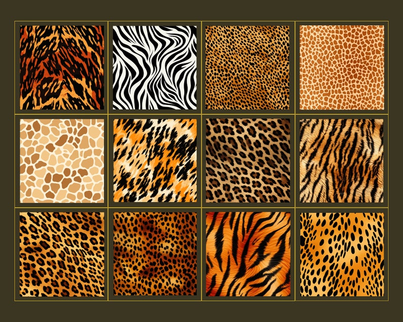Safari Animal Print Digital Paper African Wildlife Digital - Etsy
