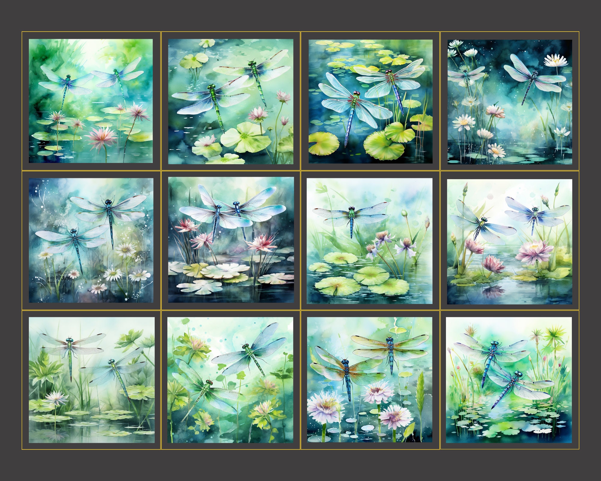 Watercolor Dragonfly Digital Paper Pack Dragonflies Scrapbook Paper Junk Journal Scrapbooking ...