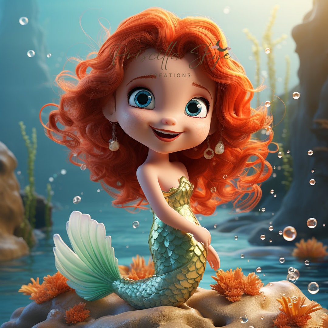 Printable Nursery Art | 3D Cartoon Art | Digital Mermaid Art | Digital ...